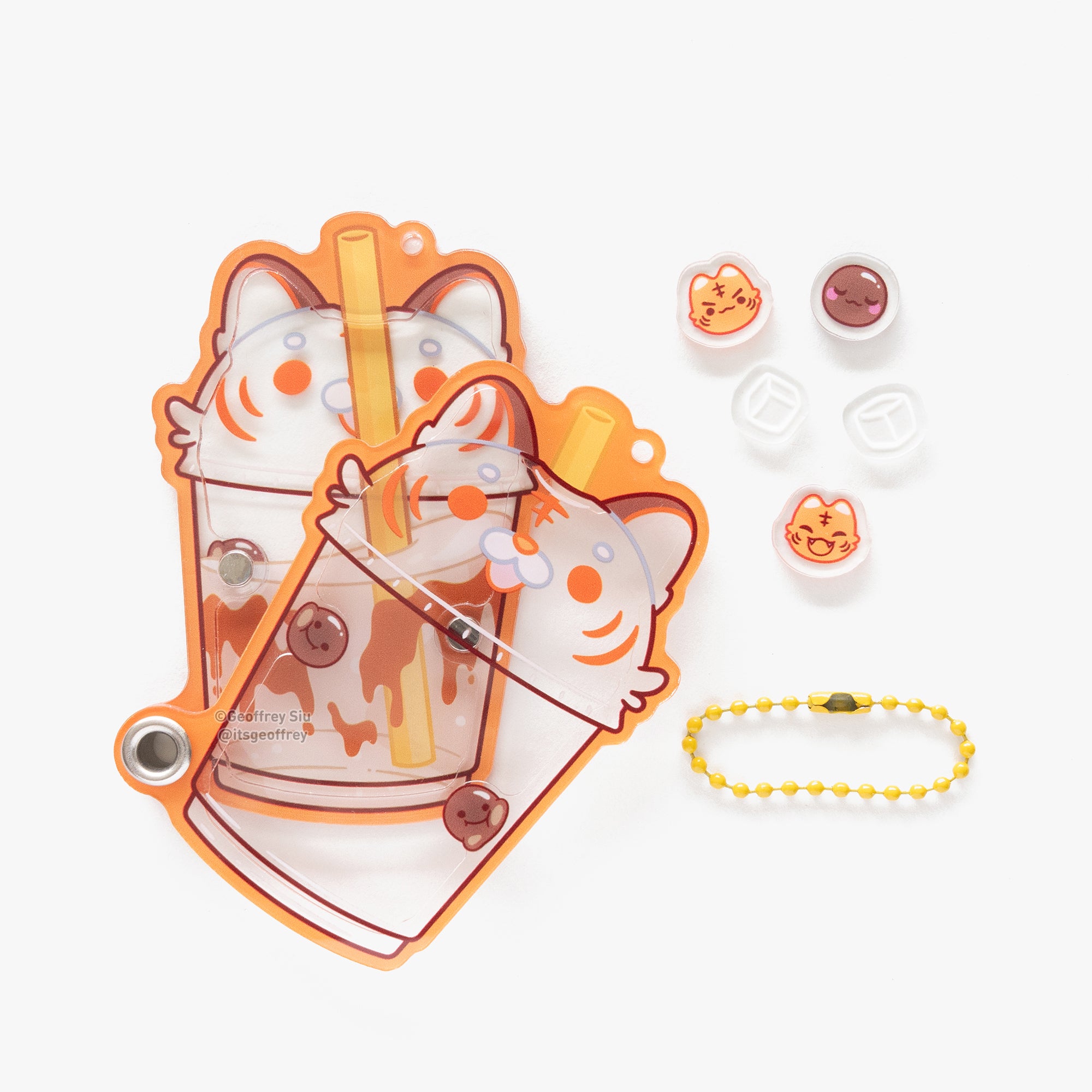 Thai Tea Tiger Fillable Shaker Keychain (3.5") – Geoffrey Siu Art LLC